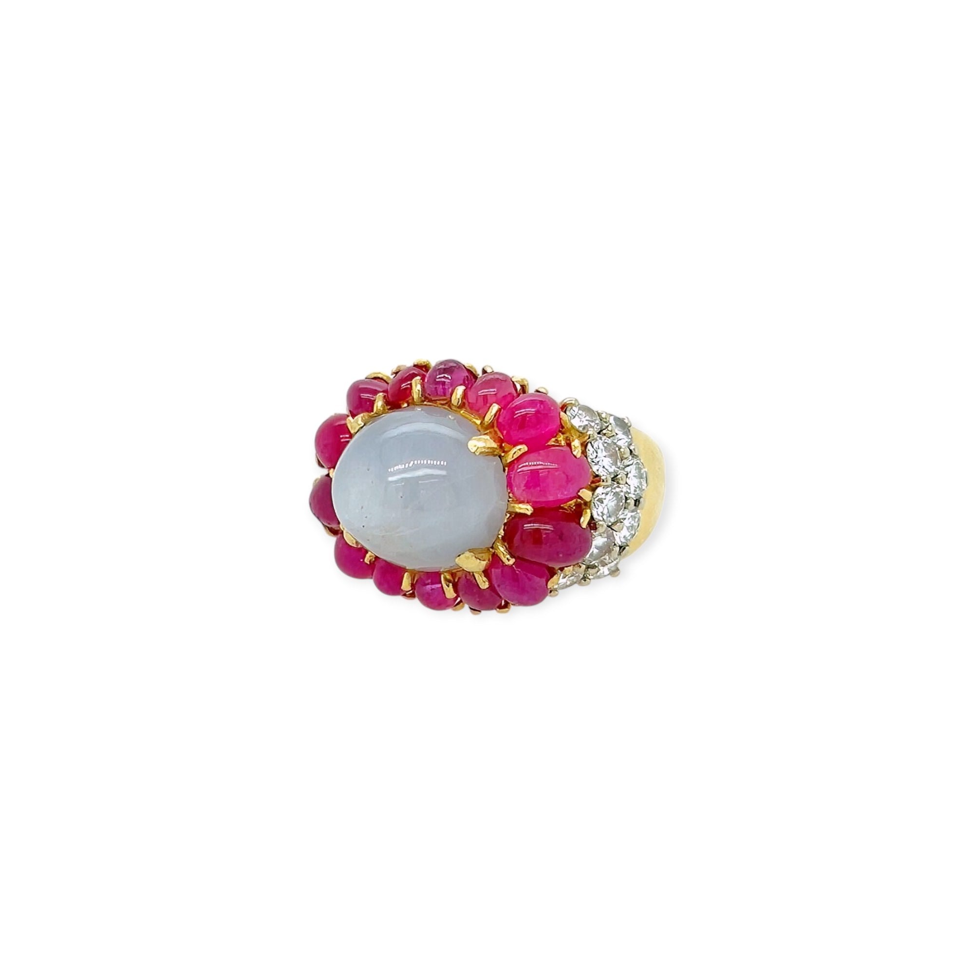 Oval Star Sapphire Ruby Diamond Ring – CDB Ltd