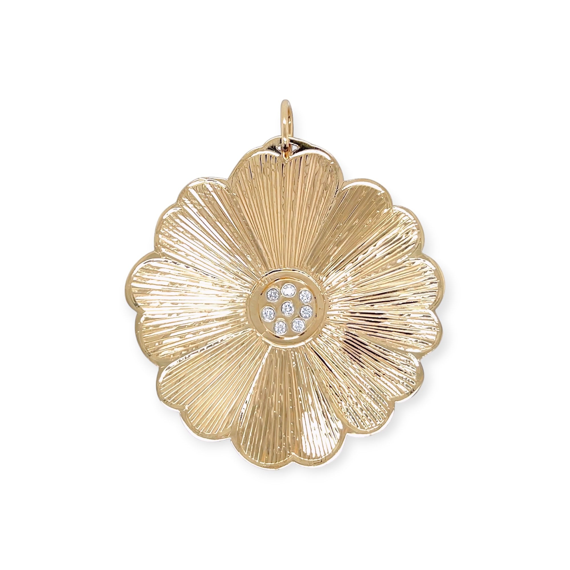Gold Diamond Flower Pendant – CDB Ltd