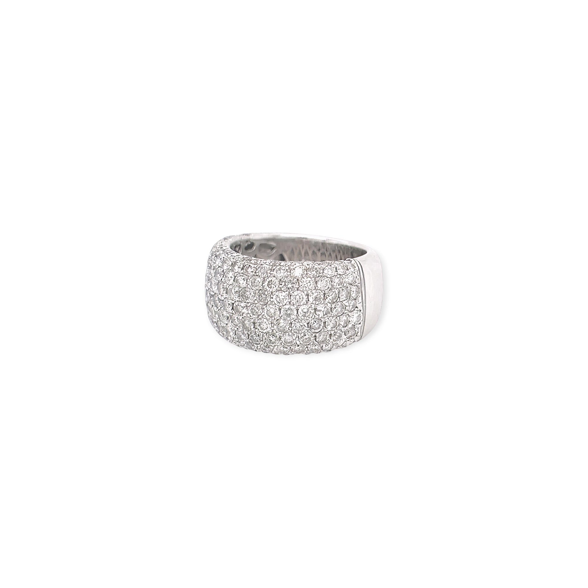 Wide Pave Diamond White Gold Band Ring – CDB Ltd