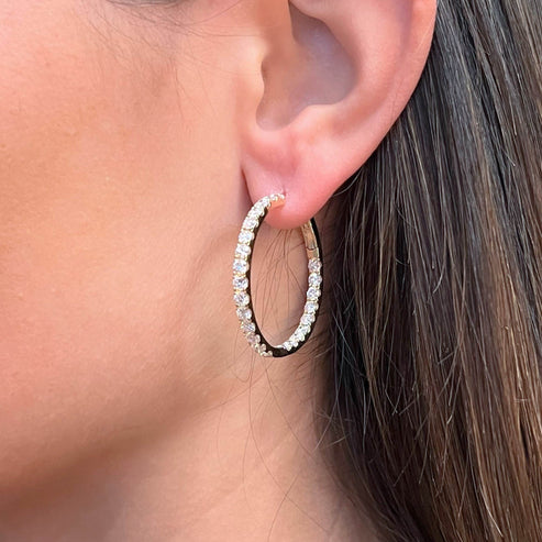 Medium Gold Diamond "In and Out" Earrings – CDB Ltd