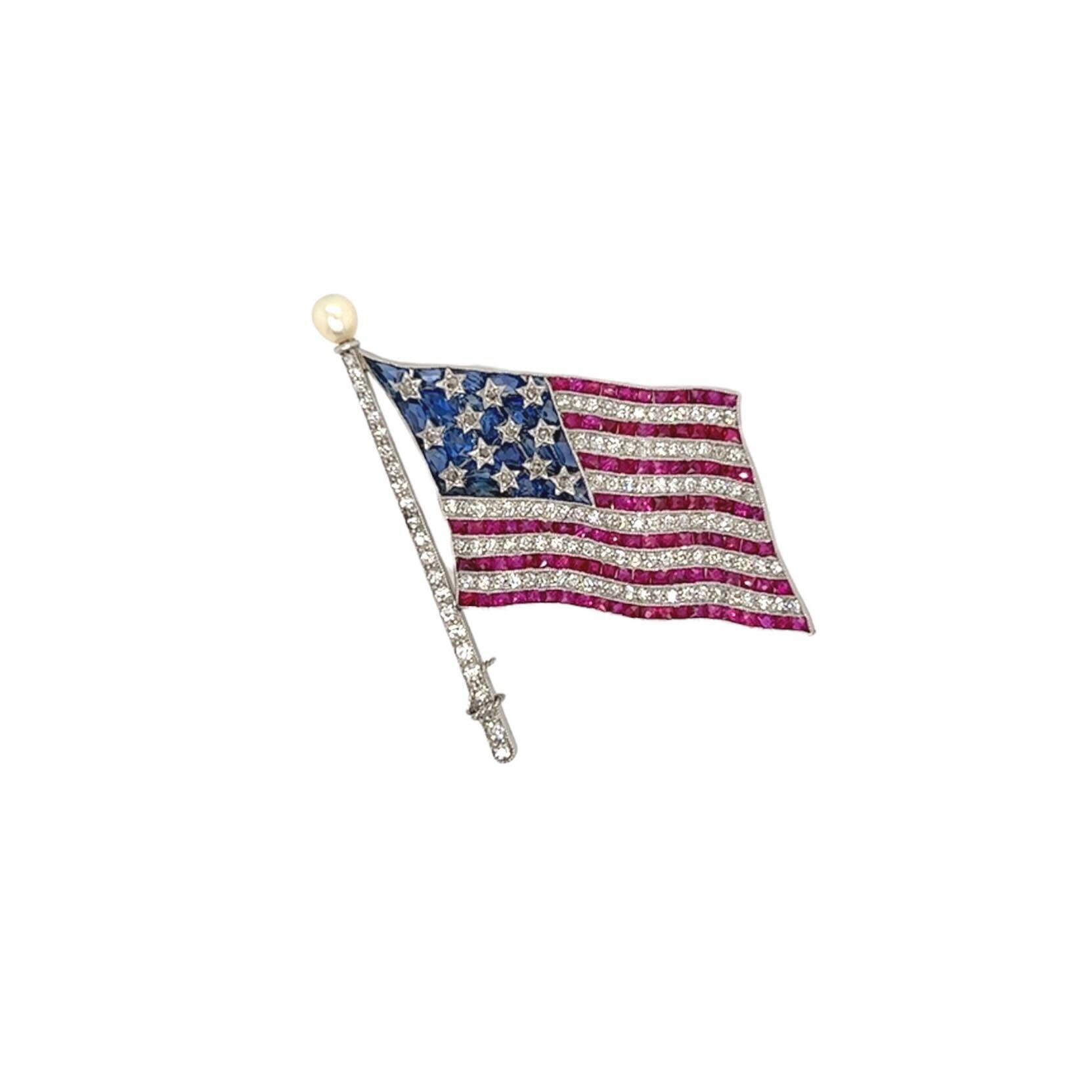 Art Deco American Flag Multi Gem Diamond Brooch – CDB Ltd